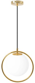 Toolight, Stropní lampa visící skleněná koule 1xE27 APP430-1CP, zlatá-bílá, OSW-01560
