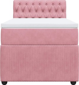 Box spring postel s matrací růžová 80 x 200 cm samet 3287601