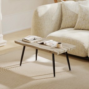 HOMCOM konferenční stolek — moderní dekorační stolek s ocelovými nohami a deskou 4 cm pro obývací pokoj/kancelář/ložnici, 100 × 50 × 45 cm, dub/černá