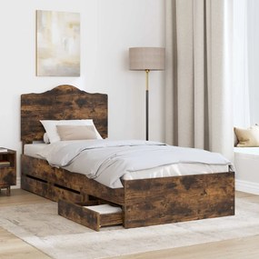 Rám postele se zásuvkou Uzený Dub 90 x 200 cm Inženýrské dřevo 3413454