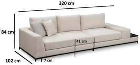 Designová sedačka Dashania 320 cm béžová