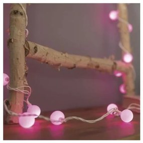 Světelný LED řetěz Cherry s časovačem 4 m růžový