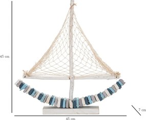 Dřevěná dekorace Boath 45 cm modrá