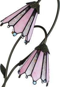 Stolní lampa Tiffany Flowerbell pink - 35*18*61 cm E14/max 2*25W