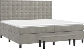Box spring postel s matrací světle šedá 200x200 cm samet 3138103