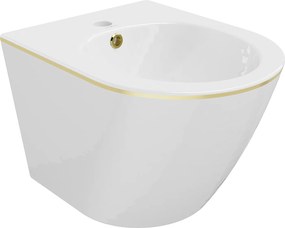 Mexen Lena, závěsný bidet 480x370x325 mm, bílá - zlatý okraj, 35224805