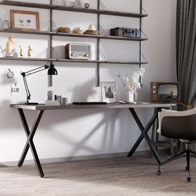 HOMCOM Stolové nohy 2 kusy ve tvaru X z oceli pro jídelní stůl psací stůl černý 72cm stabilní a moderní