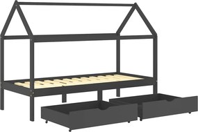 Rám dětské postele se zásuvkami tmavě šedý borovice 90 x 200 cm 322144