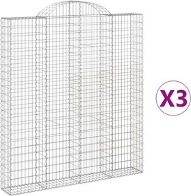 Klenuté gabionové koše 3 ks 200x30x220/240cm pozinkované železo 3146237