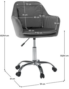 Kondela Kancelářské křeslo, šedá Velvet látka/chrom, KLIAN