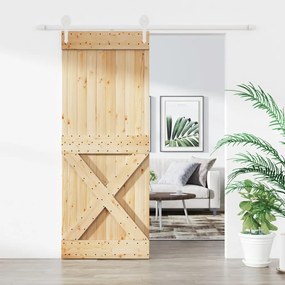 Posuvné dveře s kováním 90 x 210 cm masivní borové dřevo,  3203252
