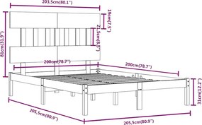 Rám postele bílý masivní dřevo 200 x 200 cm 3104759