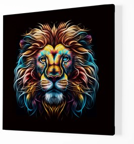 Obraz na plátně - Barevný lev, zlatá záře FeelHappy.cz Velikost obrazu: 100 x 100 cm