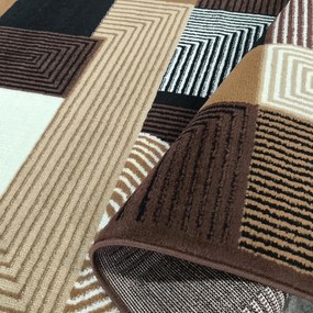 DY Hnědý koberec s geometrickým vzorem Alfa 18 Rozměr: 40x60 cm