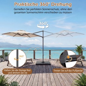 Costway 3 m slunečník s 360° rotací ventilační otvor křížová základna klika