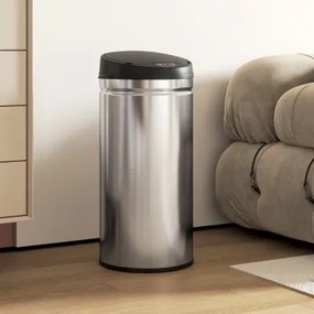 HOMCOM 42l senzorem řízený odpadkový koš s funkcí Soft-Close, bezdotykový odpadkový koš z nerezové oceli pro hygienické kuchyně 851-048V00SR