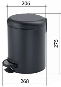 Gedy Gedy, POTTY Odpadkový koš 5l, Soft Close, gun metal, 330981
