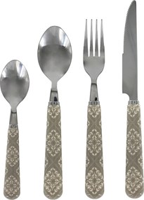 Sada 4ks příborů Linas French grey s ornamentálním motivem – 22 cm