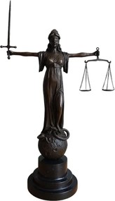 Spravedlnost bronzová socha 45cm, Justicie s váhami a mečem - Bohyně práva a spravedlnosti