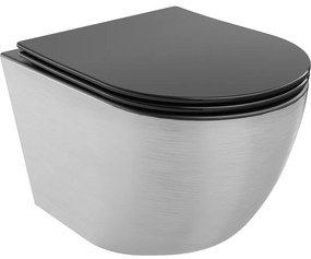Mexen Lena WC mísa Rimless s pomalu padající deskou slim, duroplast, Matná černá/Stříbrná geometrický vzor - 30224073