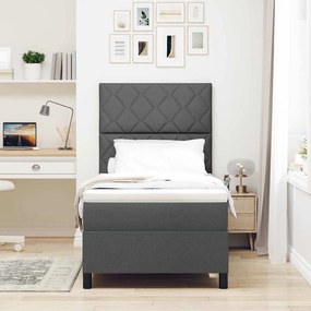 Postel s boxspringem s čelo Tmavě šedá 90 x 190 cm textil 3339428