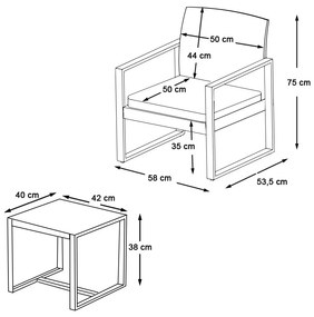 2 osobní zahradní sestava nábytku s doutníkovým stolem