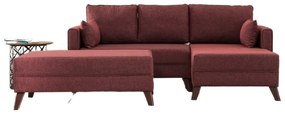 Hanah Home Dvoumístná pohovka BELLA vínová pravá 205 cm s taburetem 825BLC1519