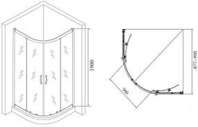 GELCO čtvrtkruhová sprchová zástěna 900x900x1900mm, čiré sklo, AG4290 + vanička
