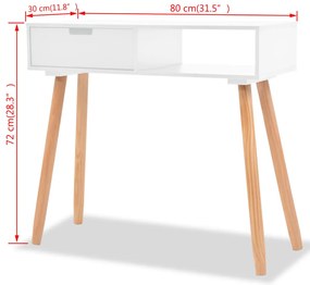 vidaXL Marketos Odkládací stolek, masivní borovice, 80x30x72 cm, bílý