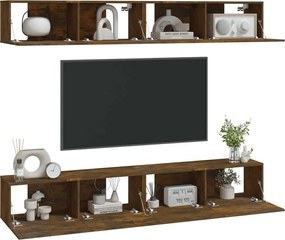 vidaXL Nástěnné TV skříňky 4 ks 100 x 30 x 30 cm [3114195] Barva: bílá s vysokým leskem