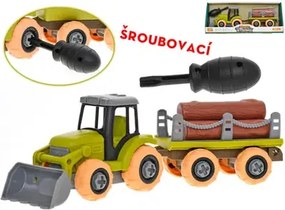 Traktor s vlečkou a nářadím k sestavení / plast / volný chod / od 3 le
