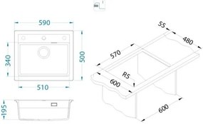 ALVEUS 1131994 - Kuchyňský dřez ATROX 59x50 cm granit/béžová