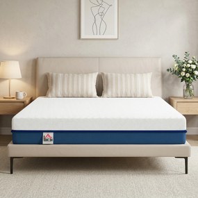 HOMCOM matrace 190x135 cm, výška 20 cm, viskoelastická matrace se zeleným čajem, střední tuhost, chladný spánek s gelovou pěnou