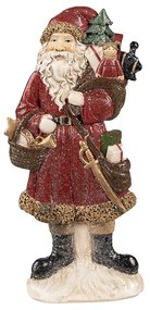 Červená vánoční dekorace socha Santa s dárky - 12*4*24 cm