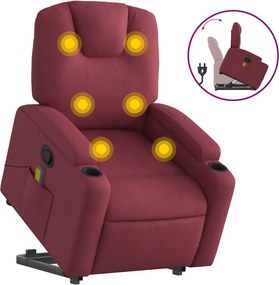 Zvedací masážní polohovací křeslo vínové textil 3204383