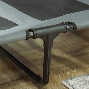 PawHut Elevované Psí Lůžko s Přístřeškem, Psí Postel, Venkovní Psí Lounge s Krytem, Prodyšné, Taftová Tkanina pro Kempování Šedá 122 x 92 x 108 cm
