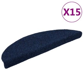 Schodové rohože samolepicí 15 ks 56 x 17 x 3 cm tmavě modré půlkulaté 322356