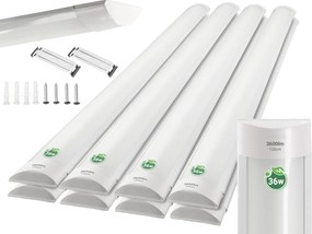 BERGE Sada 4 x povrchově montovaných LED svítidel 36W 120cm zářivkový panel pro garáž a dílnu