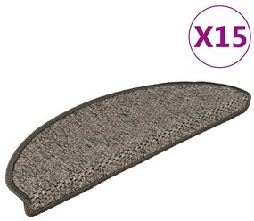 Samolepicí nášlapy na schody sisal 15 ks 65x21x4 cm šedo-béžové 326872