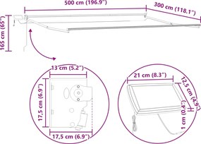 vidaXL Elektrický skládací rám markýzy Antracit 5 x 3 m Hliník [42024208]