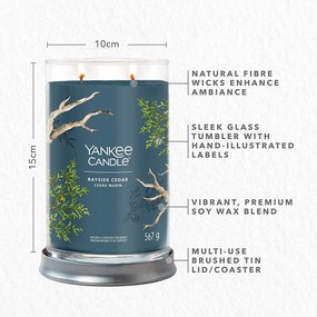 Yankee Candle vonná svíčka Signature Tumbler ve skle velká Bayside Cedar 567g