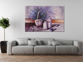 Gario Ručně malovaný obraz Levandule v košíku Rozměry: 120 x 80 cm
