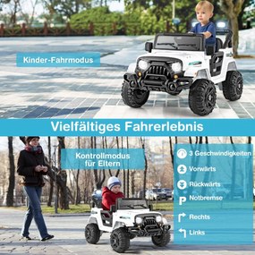 Costway Elektrické vozítko s dálkovým ovládáním a terénními koly a LED – bílý