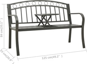 Zahradní lavice se stolem 125 cm ocel šedá