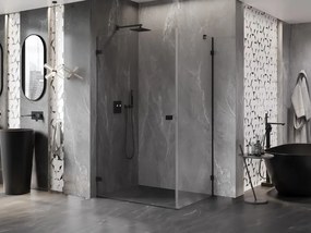 Mexen Lunar-B, výklopný sprchový kout levý 90 x 80 cm, 8mm čiré sklo, černý profil, 832-090-080-70-00-L