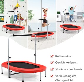 Costway Dvojitá trampolína skládací fitness trampolína s nastavitelným madlem