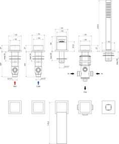 Sapho Sapho, DIMY pětiprvková baterie na okraj vany, chrom, DIMTECH5