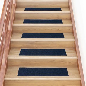 Schodové rohože samolepicí 15 ks 76 x 20 cm tmavě modré obdélníkové 326934