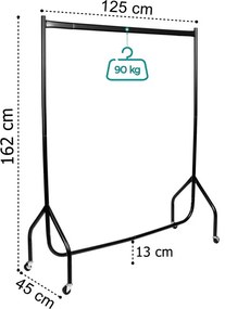 Věšákový stojan na kolečkách KOJO černý