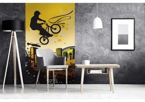 DIMEX | Vliesová fototapeta na zeď Cyklisti MS-2-0326  | 150 x 250 cm | žlutá, černá, oranžová